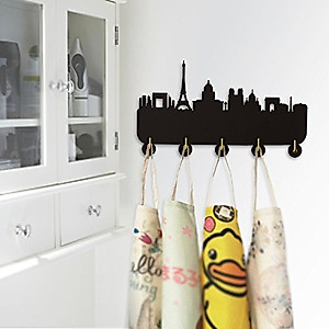 The Geeky Days France Paris Skyline Tourist Attraction Home Decor Wall Art Modern Wall Hooks Clothes Robe Towel Hooks Bathroom Door Living Room Wall Decor