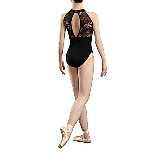 Lovdaswi Women Print Ballet Dance Leotard Halter Neck Sleeveless Gymnastics Bodysuits