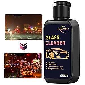 Car Glass Oil Film Cleaner, Car Glass Cleaner with Sponge, Glass Cleaner for Auto and Home Eliminates Oil film, Water Spots, Bird Droppings, Coatings, and More to Polish and Restore Glass to Clear