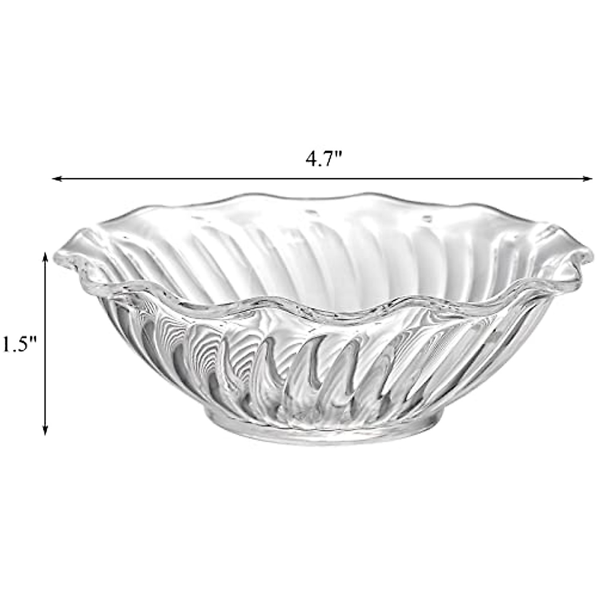 Elsjoy Set of 12 Plastic Dessert Bowls, 7 Oz Clear Small Plastic Bowls Mini Snack Bowl, 4.7 Inch Stackable Serving Bowls for Ice Cream, Candy, Nut, Fruits, Flower Shape