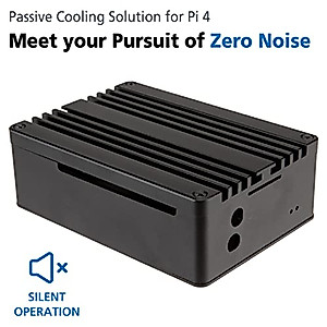 Akasa Pi-4 | Raspberry Pi 4 Case | Fanless Pi Case | Aluminium | Concealed SD Card Slot | Compatible with Raspberry Pi 4 Model B | Black | A-RA08-M1B