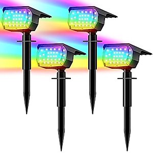 LANSOW Solar Spot Lights Outdoor Color Changing, [7 Modes/4 Pack] Decorative Solar Landscape Spotlights, Solar Lights Outdoor Waterproof, Solar Powered Flood Lights for Yard Garden Pathway Driveway