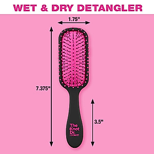 The Knot Dr. for Conair Mini Hair Brush, Wet and Dry Detangler, Removes Knots and Tangles, For All Hair Types, Pink