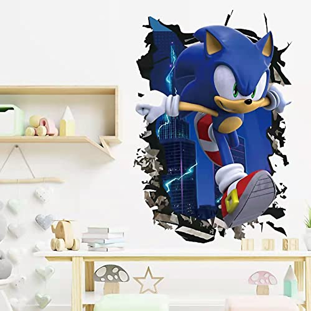 YZJSSL Cartoon Wall Breaking Game Wall Decals Bedroom Living Room Background Wall Stickers Boy's Room Wall Decor Size: (15.7 x23.6 inches)