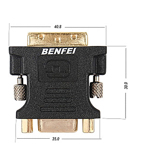 BENFEI DVI-I to VGA Adapter, 2 Pack DVI 24+5 to VGA Male to Female Adapter with Gold Plated Cord