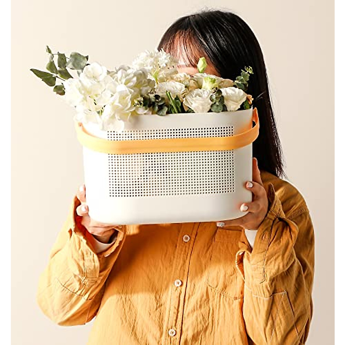 ALINK Plastic Shower Caddy Basket with Handle, Portable Bathroom Storage Organizers Cleaning Caddy for Bath Toy, Kitchen, College Dorm - Yellow