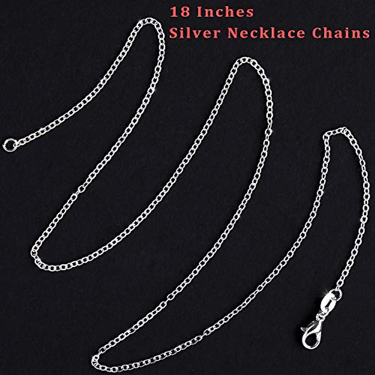 SANNIX 50 Pack Silver Plated Necklace Chains Bulk, Cable Chain Pack for Jewelry Making, 18 Inches