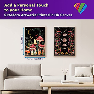 OFRKE 2-Piece Diamond Painting Kits for Adults and Kids，5D DIY Full Drill Round Art Gems Mushroom Forest Diamond Art Perfect for Home Wall Deco Diamond Decor 12"x16"