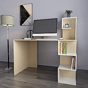 Computer Desk for Home Office Multifunctional Computer Table with Clapboard Bookshelf,Writing Desk Computer Workstation Home Office Desk Ballard Designs Desk (Khaki, One Size)