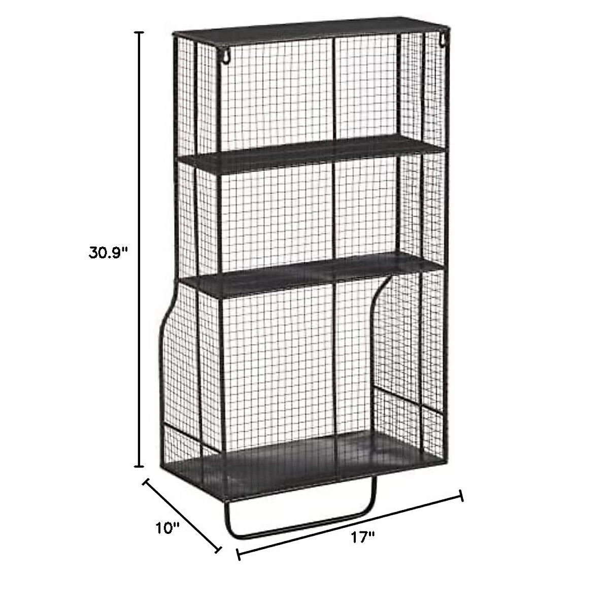 Linon AMMESHELFW1 Distressed Wall Storage Organizer, Brown, 17"W x 10"D x 30.9"H