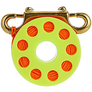 Scuba Choice Diving Yellow Compact Finger Spool 65ft Dive Reel- Orange Line