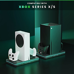 CODOGOY Vertical Charging Stand with Cooling Fan, Compatible with Xbox Series X/S Console and Controller, Dual Controller Charger Station Dock Accessories with 3 USB Ports