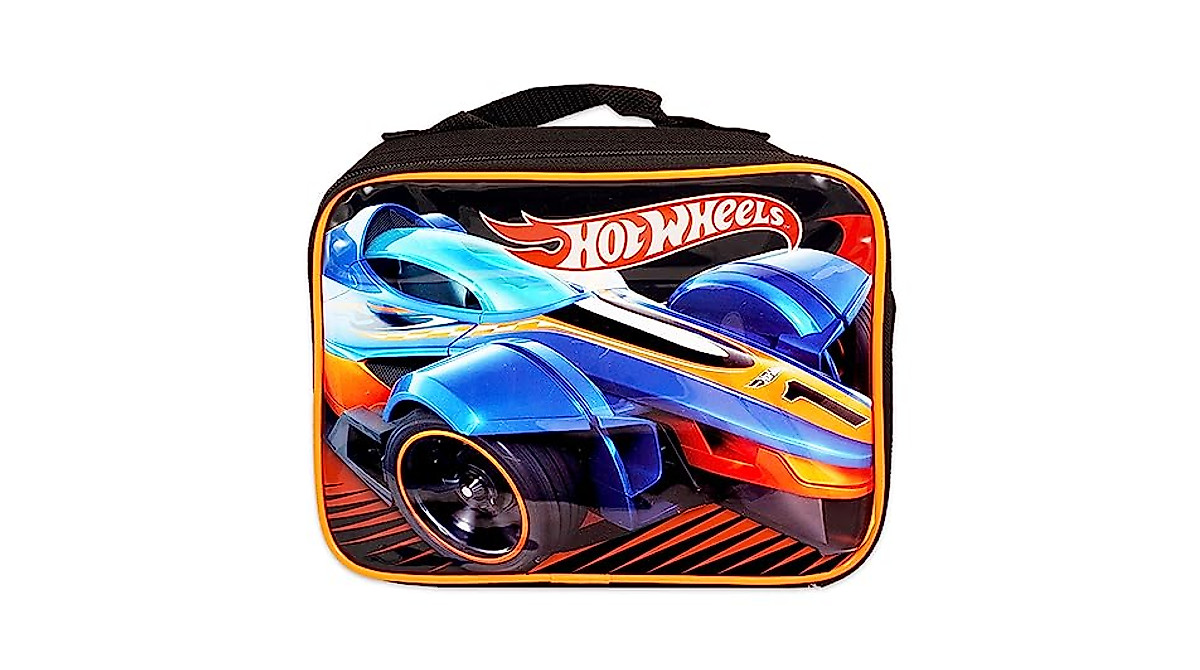Hot Wheels Backpack & Lunch Box - 6pc Kids Bundle