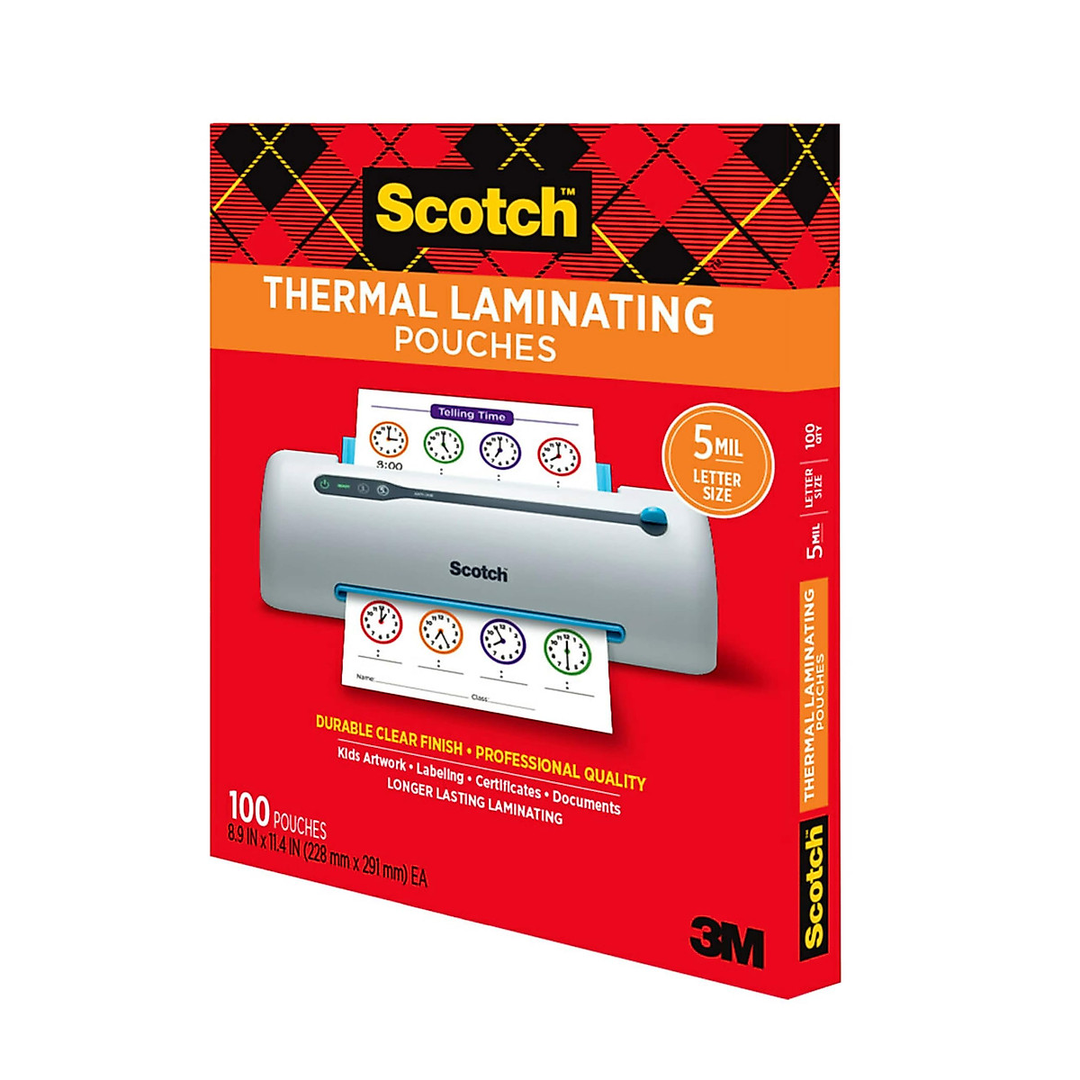 Scotch Thermal Laminating Pouches Premium Quality, 5 Mil Thick for Extra Protection, 100 Pack Letter Size Laminating Sheets, Our Most Durable Lamination Pouch, 8.9 x 11.4 inches, Clear (TP5854-100)