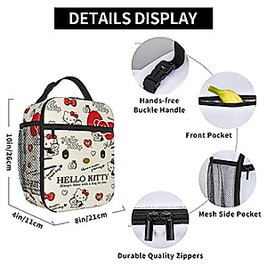 Dicodes Cartoon Lunch Box For Girls Reusable Insulated Lunch Bag With Water ​bottle Holder Handbags Tote Bag For Women