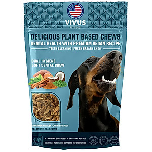 Vivus Pets Nautral Vegan Dental Chews for Dogs - Cinnamon Parsley Flavor to Help Clean Teeth & Freshen Breath - Dental Dog Treats with Natural Ingredients for All Breeds and Sizes, 10.5 Oz