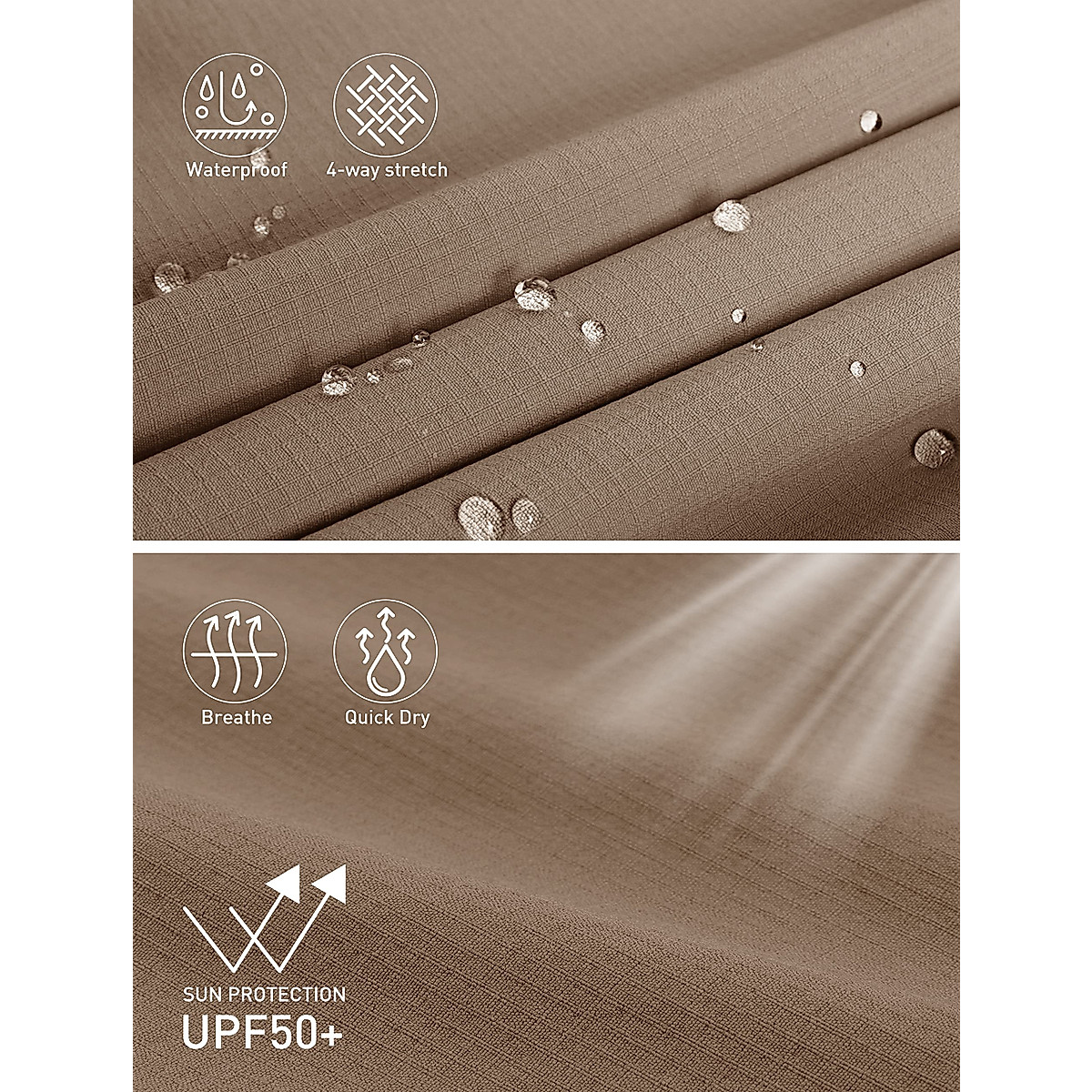 Viodia Men's Hiking Cargo Shorts Stretch Tactical Shorts for Men with 8 Pockets Quick Dry Lightweight Shorts for Work Golf Fishing Dark Khaki