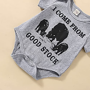 3PCS Newborn Baby Boy Clothes Western Cowboy Letter Printed Bodysuit Romper Pants Hats Coming Home Outfits (Come Good Stock Summer, 0-3 Months)