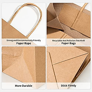 Brown Paper Bags with Handles Bulk, 100Pcs, 8x4.5x10.8Inches, Gift Bags, Brown Kraft Paper Bags, Gift Bags Bulk, Retail Bags, Party Bags, Shopping Bags, Favor Bags