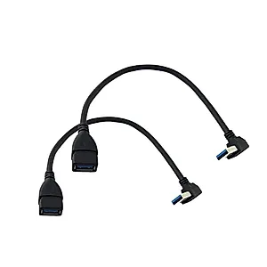 Seadream 2Pack SuperSpeed USB 3.0 Down Angle Male to Female Extension Cable - Down Angle