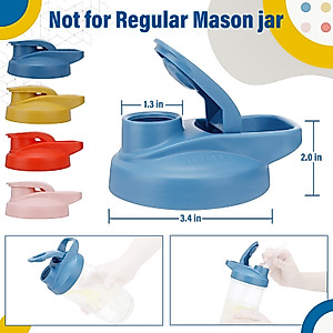 LIVEBAY Mason Jar Flip Cap Lid with Airtight, Leak-Proof Seal and Easy Pour Spout Wide Mouth 4 Colors (Jar Not Included)