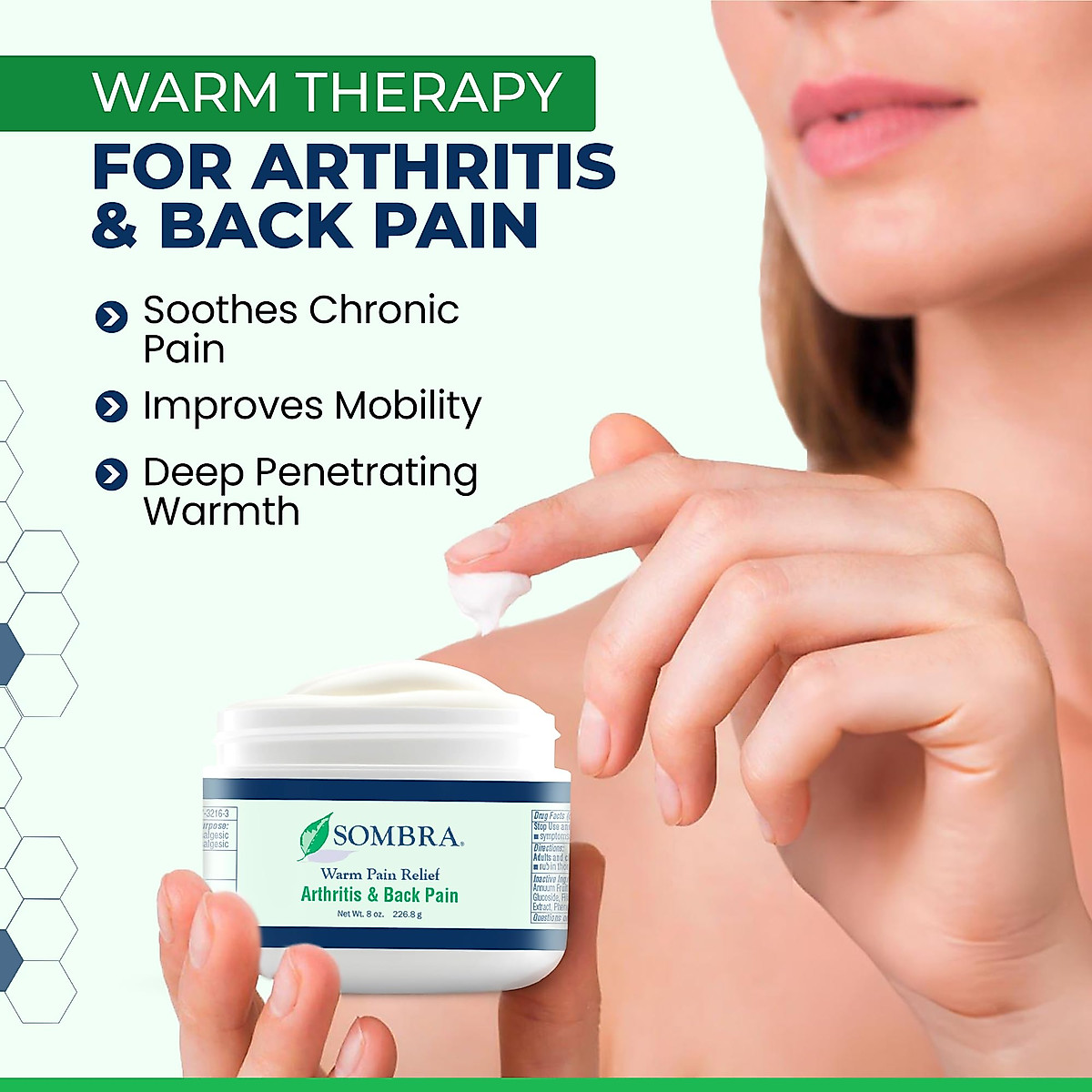 Sombra Warm & Cool Pain Relief Gel, Warm Relief for Arthritis and Chronic Pain Pre-Workout Muscle Rub, Cold for Swelling, Soreness, Post-Workout, Free of Artificial Fragrances, 8oz Per Jar
