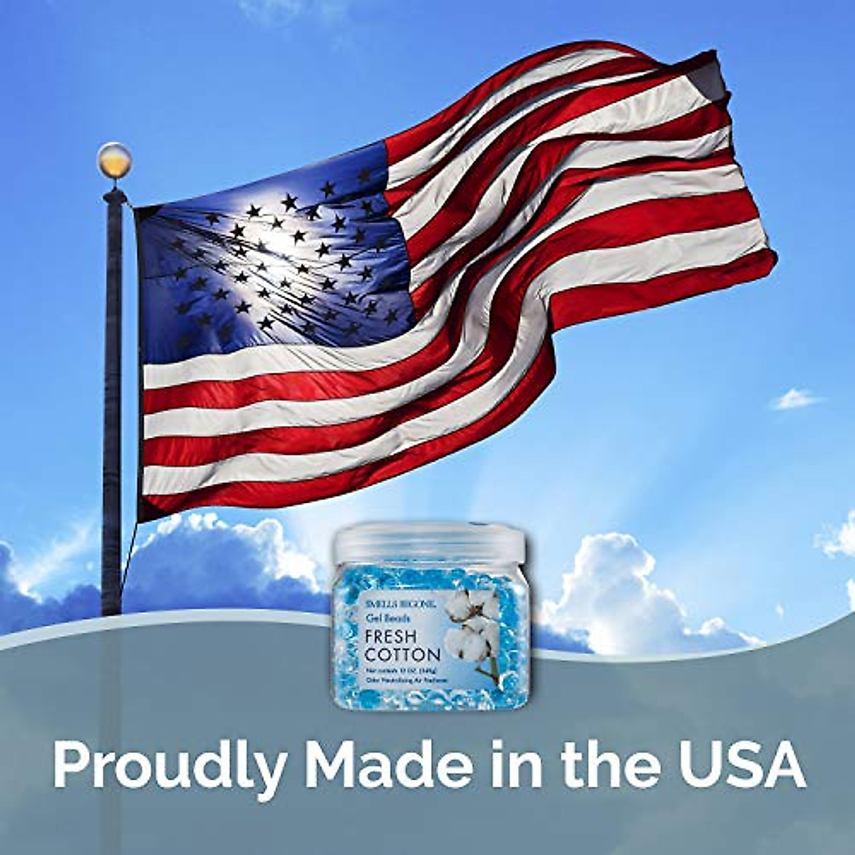 SMELLS BEGONE Odor Eliminator Gel Beads - Air Freshener - Eliminates Odor in Bathrooms, Cars, Boats, RVs & Pet Areas - Made with Essential Oils - Fresh Cotton Scent - 12 Ounce