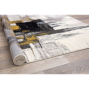 Rugshop Contemporary Modern Abstract Area Rug 5' x 7' Gold