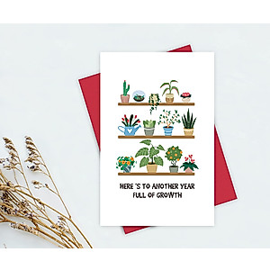 Happy Birthday Card, Plant Card, Here is to Another Year Full Of Growth, Plant Lover Birthday