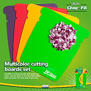Zip-n-Store - Chop-n-Fill - Flexible Chopping Mats, BPA-Free, Non-Slip, Dishwasher-Safe - Multipurpose Kitchen Cutting Boards - Set of 5