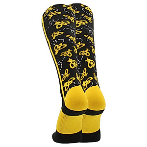 Crazy Socks with Bumble Bees Over the Calf (Black/Gold, Small)