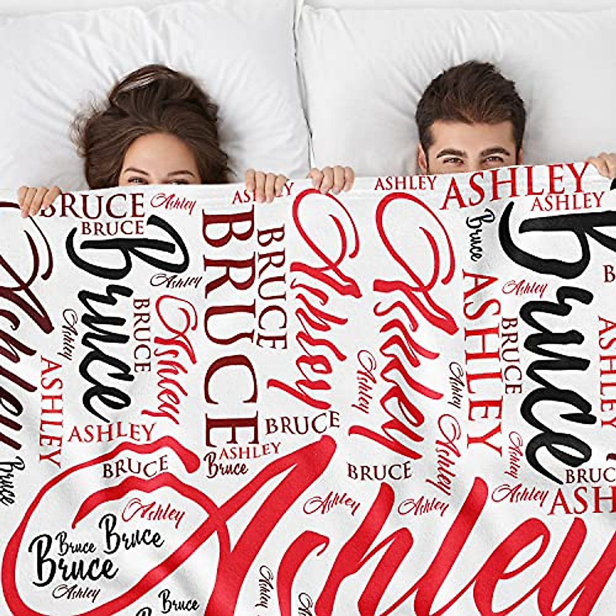 Custom Blanket, Personalized Throw Blankets, 30 x 40 Inches, Gift for Best Friend w/Word Art Names, 8 Colors & Fonts, Baby Receiving Flannel Blanket for Kids, Couples, Adults, Family