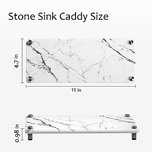 Drying Stone for Kitchen Counter, Water Absorbing Stone Sink Organizer for Bathroom Diatomaceous Earth Stone Drying Tray Instant Dry Sink Caddy Soap Dispenser Sponge Holder