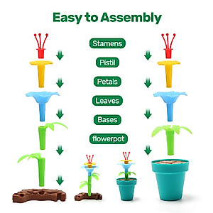 CUTE STONE Flower Garden Building Toys for Girls Age 3 4 5 6 7-Kids with Light & Music-Stacking Game for Toddlers Playset-Educational Activity STEM Toys Gifts,140PCS