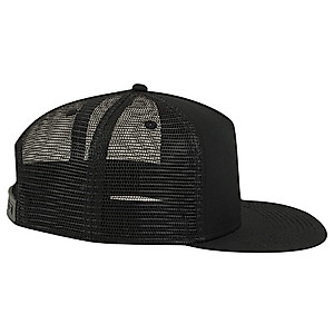 OTTO Square Flat Visor SNAP 5 Panel Mesh Back Trucker Snapback Hat - Black