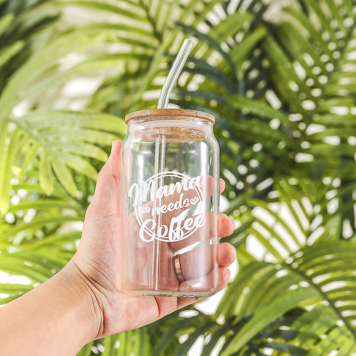 Mama Needs Coffee Glass Cup, Gifts For Mom From Daughter, Son, Kids- Birthday gift Gifts For Mom, Women, Wife - Can Shaped Glass Cups For Mom, Mother, Wife, New Mom, Bonus Mom, Mothers In Law, Mama