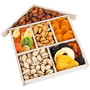 Wooden Tray with 6 Sections – 3 Pack House Tray Chip and Dip Platter – Divided Serving Tray for Appetizers & Snacks – Veggie Platter - Food Trays for Party Buffet Montessori Wooden Trays - 9"x1"