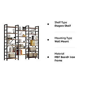IRONCK Bookcases and Bookshelves Triple Wide 6 Tiers Industrial Bookshelf, Large Etagere Bookshelf Open Display Shelves with Metal Frame for Living Room Bedroom Home Office
