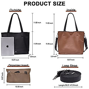 MORELLET Black Tote Bag for Women, Mother's Day Gift Reversible Tote Handbags with Purses Organizer Insert Satchel Bag