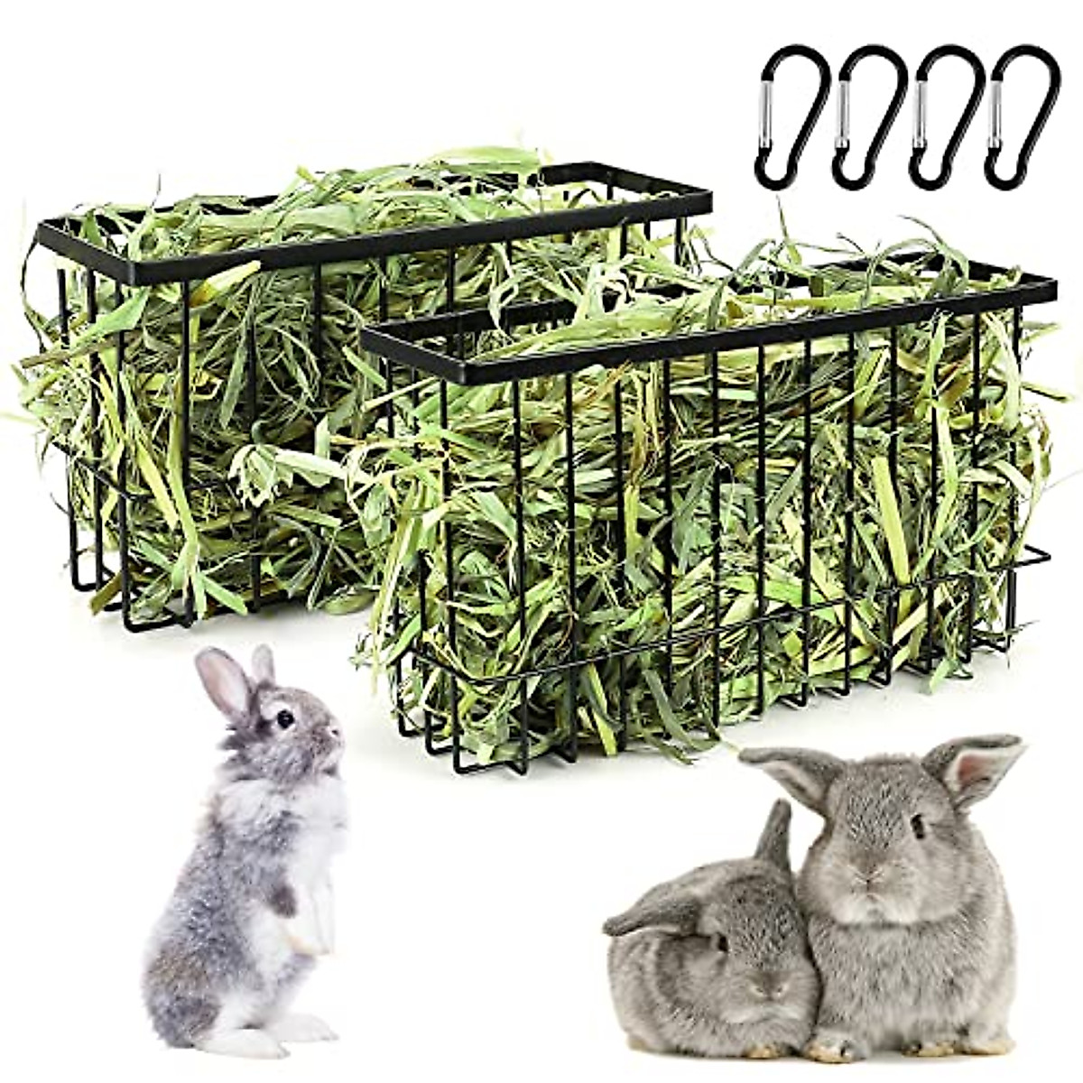 2PCS Pet hay Feeder Rabbit Guinea Pig Chinchilla Rabbit Small Animal Basket Hook Rabbit hay Feeder Guinea Pig hay Feeder Heavy-Duty Metal Frame hay Holder for Rabbits Guinea Pig Chinchillas