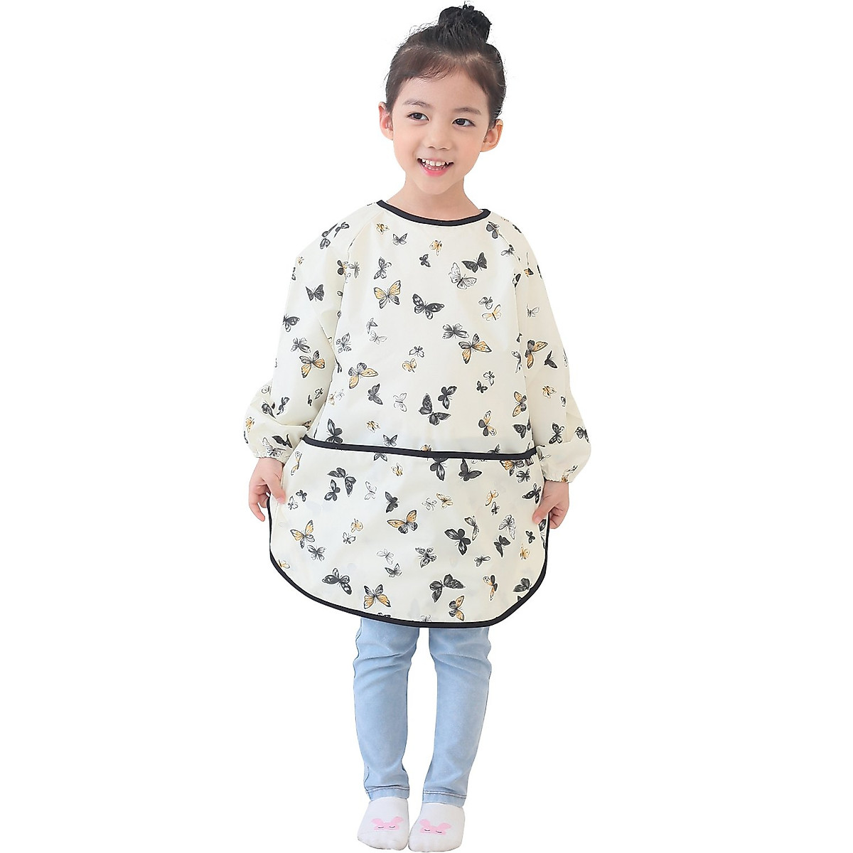 Plie Waterproof Kids Art Smocks 53 Colors (Age 1-10, S-XXL Size), Butterfly Print (38-XXL)