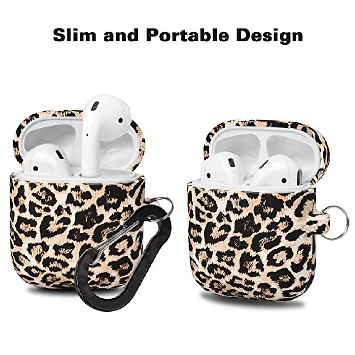 ALNBO Compatible with AirPods Case Soft Silicone Protective Case Cover Cute for AirPods 2 &1 for Women with Keychain Front LED Visible Leopard Cheetah
