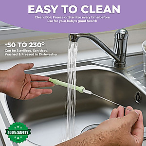 Samar Valley Teething Tubes - Pack of 4 Safe Silicone Baby Straws with Cleaning Brush and Different Surfaces/Colors for Healthy Molar Growth, Color Recognition, and Motor Control