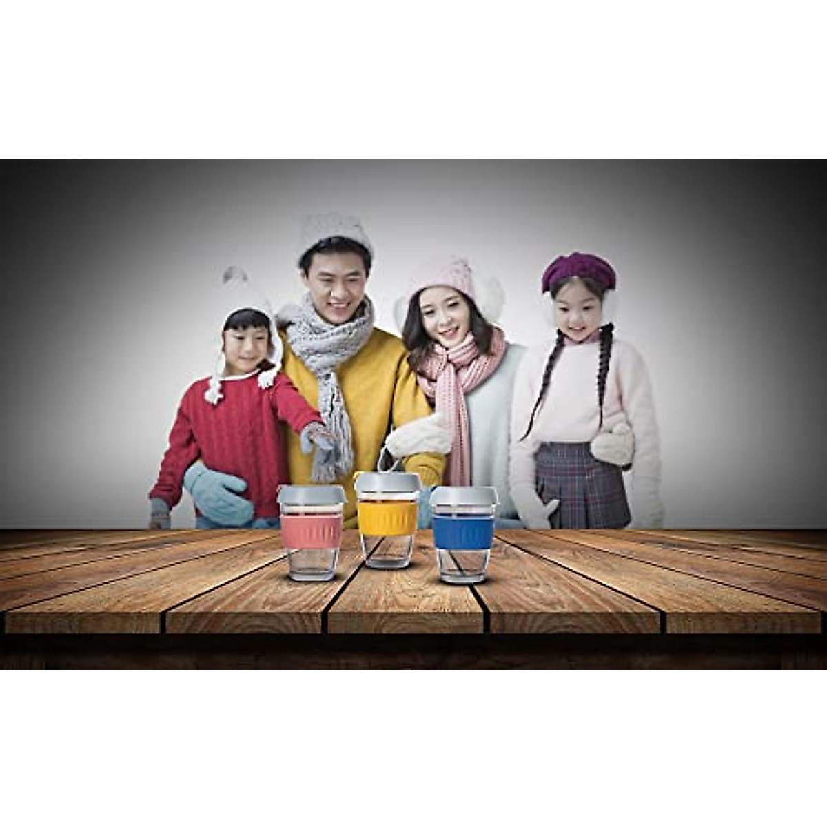 LOVWISH Tumbler Glass Water Bottle, Coffee Mugs Glass Set of 2,Tempered Glass Travel Coffee Mug with PP Lid, With Anti-scalding Silicon,24oz - (Pack/12oz)