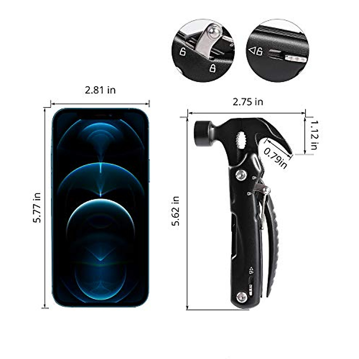 Multitool Hammer 12 in 1 Survival Multi Tool Camping Accessories, Stocking Stuffers for Men, Dad, Husband, Boyfriend, Cool Gadgets Christmas Gifts for Handyman, Carpenter, Craftsman