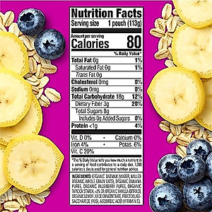 Happy Tot Organics Oatmilk Pudding, Dairy-Free, Stage 4 Toddler Snack, Oatmilk, Bananas & Blueberries, 4 Ounce Pouch, Pack of 16