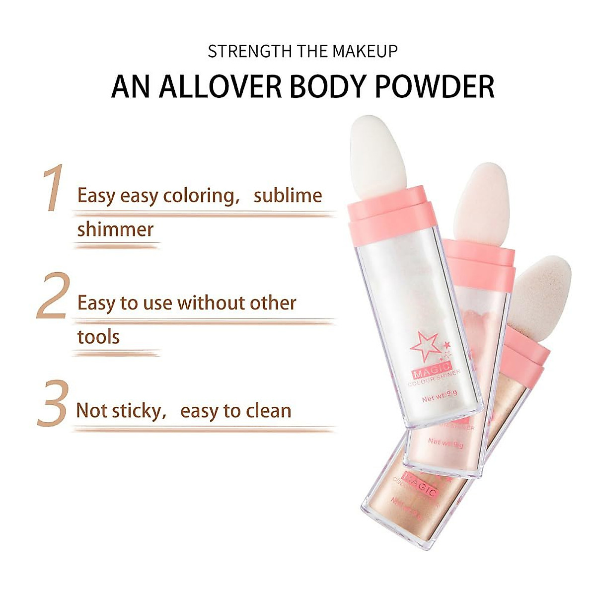 3 Color Glitter Powder Highlighter Makeup,Body Brightens the Natural Three-Dimensional Face Blusher Patting Glitter Powder Highlighter Makeup (01# 02#03#)
