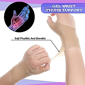 Nuanchu 4 pieces Gel Wrist Thumb Braces Wrist Hand Thumb Gloves Waterproof Wrist Compression Sleeve Hard Thumb Arthritis Brace for Typing Pain Relief, Men and Women (2 Pairs)