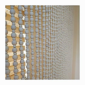 OKUOKA 26 Strands Beaded Door Curtains for Doorways Wood Bead String Curtain for Room Dividers Home Entrance Hanging Screen Decoration, White, Size Customizable (Size : 80x150cm)