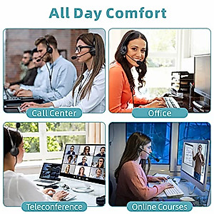 USB Headset with Noise Cancelling Microphone for PC, HD Sound in-line Controls Headset for Computer, PC, Skype, Zoom, Webinar, Call Center, Home, Office